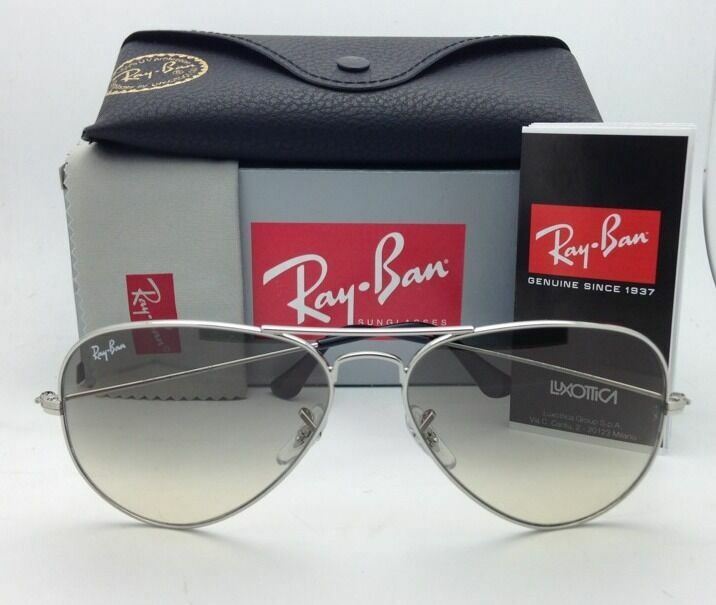 Ray-Ban Sunglasses RB 3025 Aviators 003/32 58-14 Silver Frame Grey ...