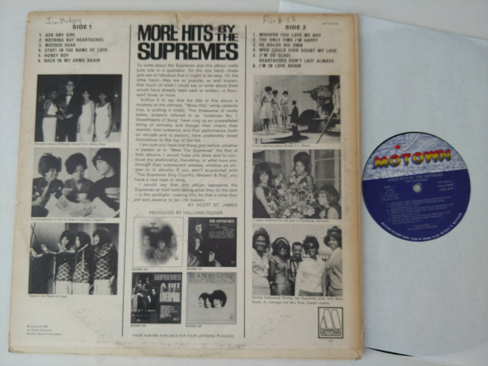 SUPREMES LP MORE HITS BY 1965 MOTOWN 627 ROCKAWAY PRESS | eBay