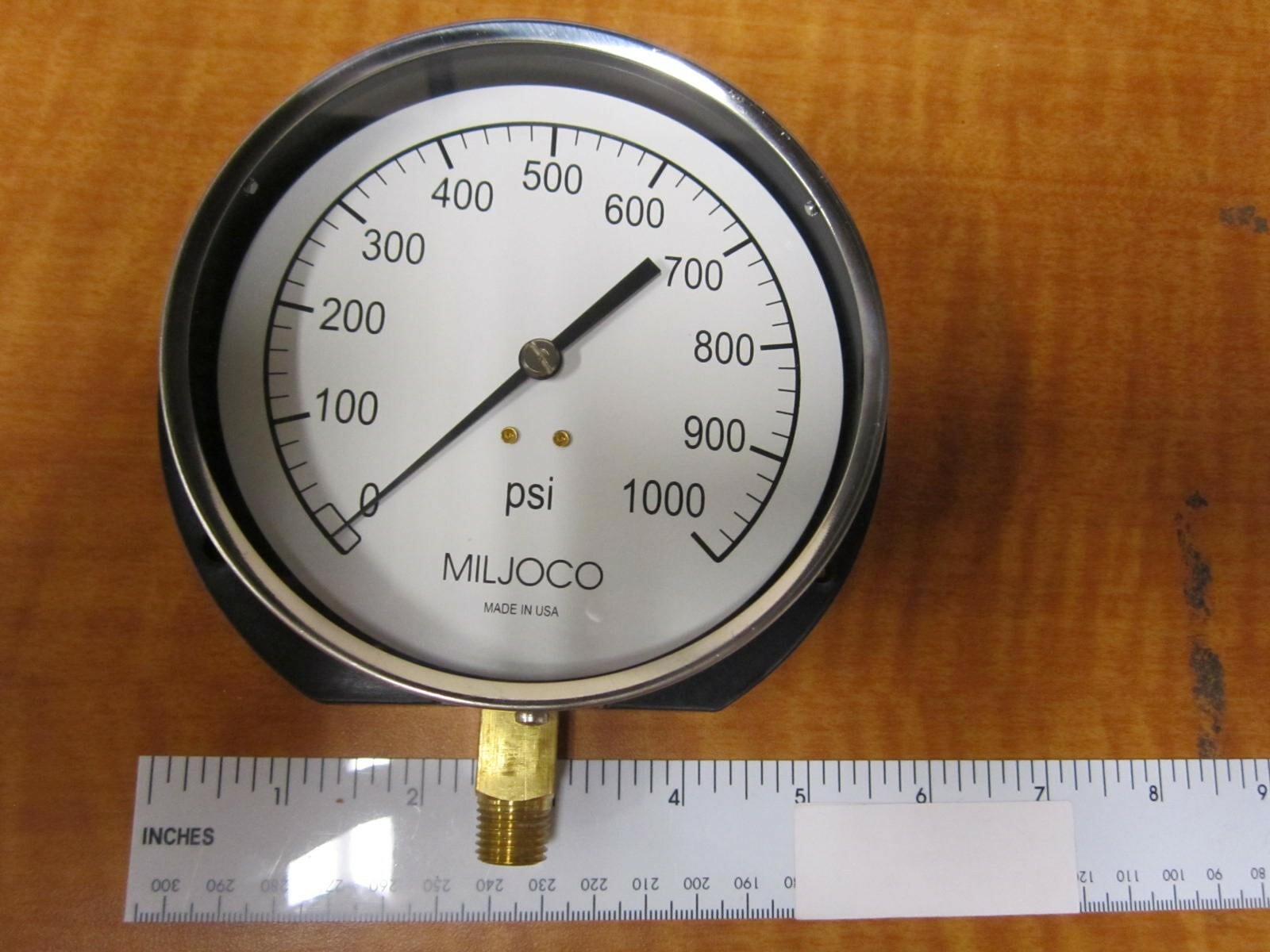MILJOCO P4509L11 Pressure Gauge, 0 to 1000psi, 4-1/2In Dial, Connect Sz ...