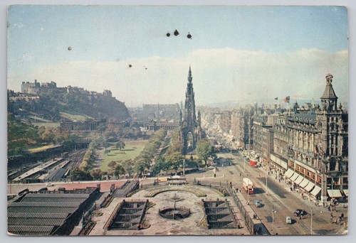 Edinburgh Scotland View Looking West Princes Street 1959 Railroad ...