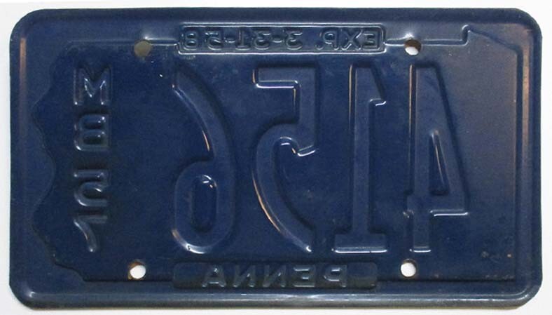 Pennsylvania 1957 Motorboat License Plate 4156 Original Paint in Good ...
