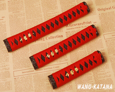 Red Tsuka (26+20+15) CM Handle Sets Alloy Fittings for Katana Wakizashi ...