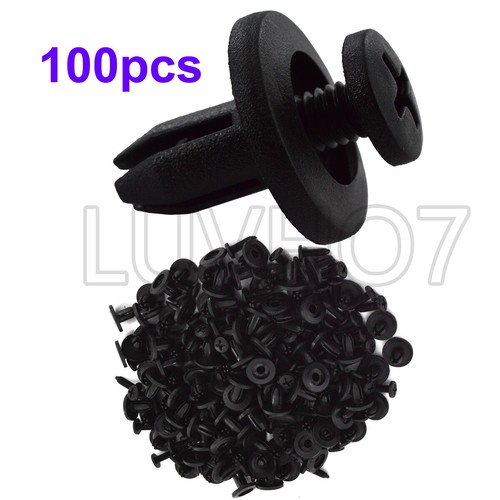 100Pcs 6mm Hole Car Plastic Rivets Fastener Fender Bumper Clips ...
