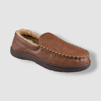 Haggar Men Brown Indoor/Outdoor Fleece-Lined Venetian Sipper Shoes Size ...