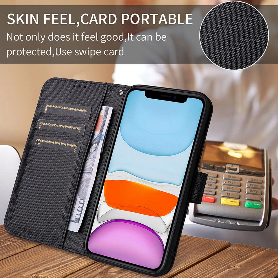 Leather Flip Wallet Card Cover Case For iPhone 15 14 13 12 11 Pro Max ...