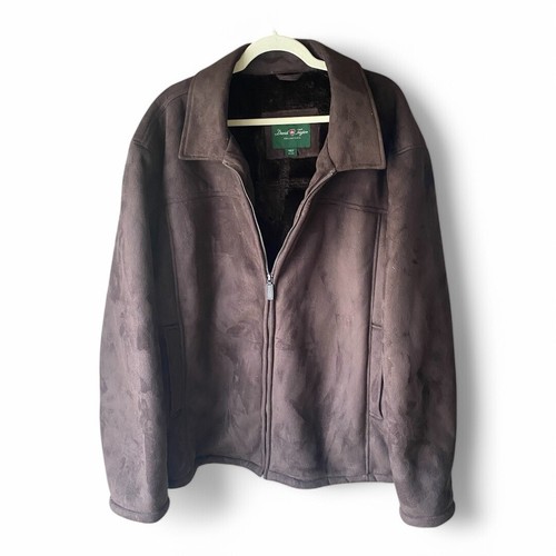 David Taylor Mens Faux Suede Faux Fur Lined Chocolate Brown Full Zip ...