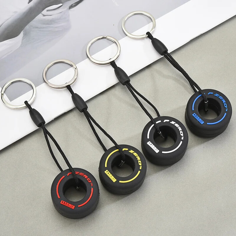 Hot F1 Racing Tire Keychain Car Key Accessories PVC Tire Pendant Bag ...