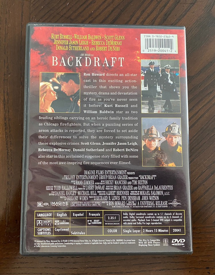 Backdraft (DVD, 1997, Widescreen) FREE SHIPPING | eBay