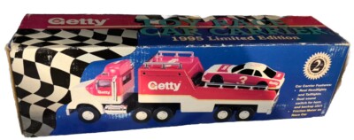 1995 Getty Limited Edition Race Car Carrier Truck - NIB | eBay
