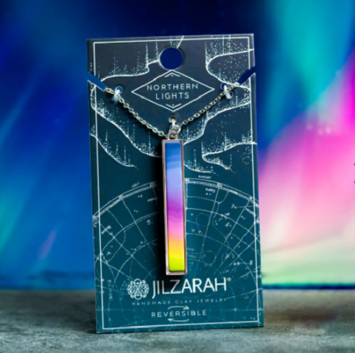 NEW JILZARAH INLAY Clay Bead NORTHERN LIGHTS VERTICAL BAR REVERSIBLE ...