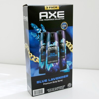 AXE Premium Deodorant Men's Body Spray Blue Lavender 4 oz/ 3 pk | eBay