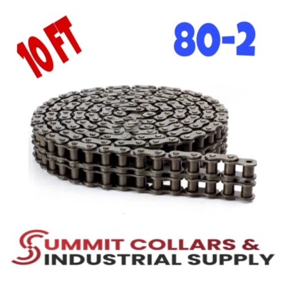 #80-2 (80-2) DUPLEX Roller Chain 10FT with 2 Master Links 80-2R 1 ...