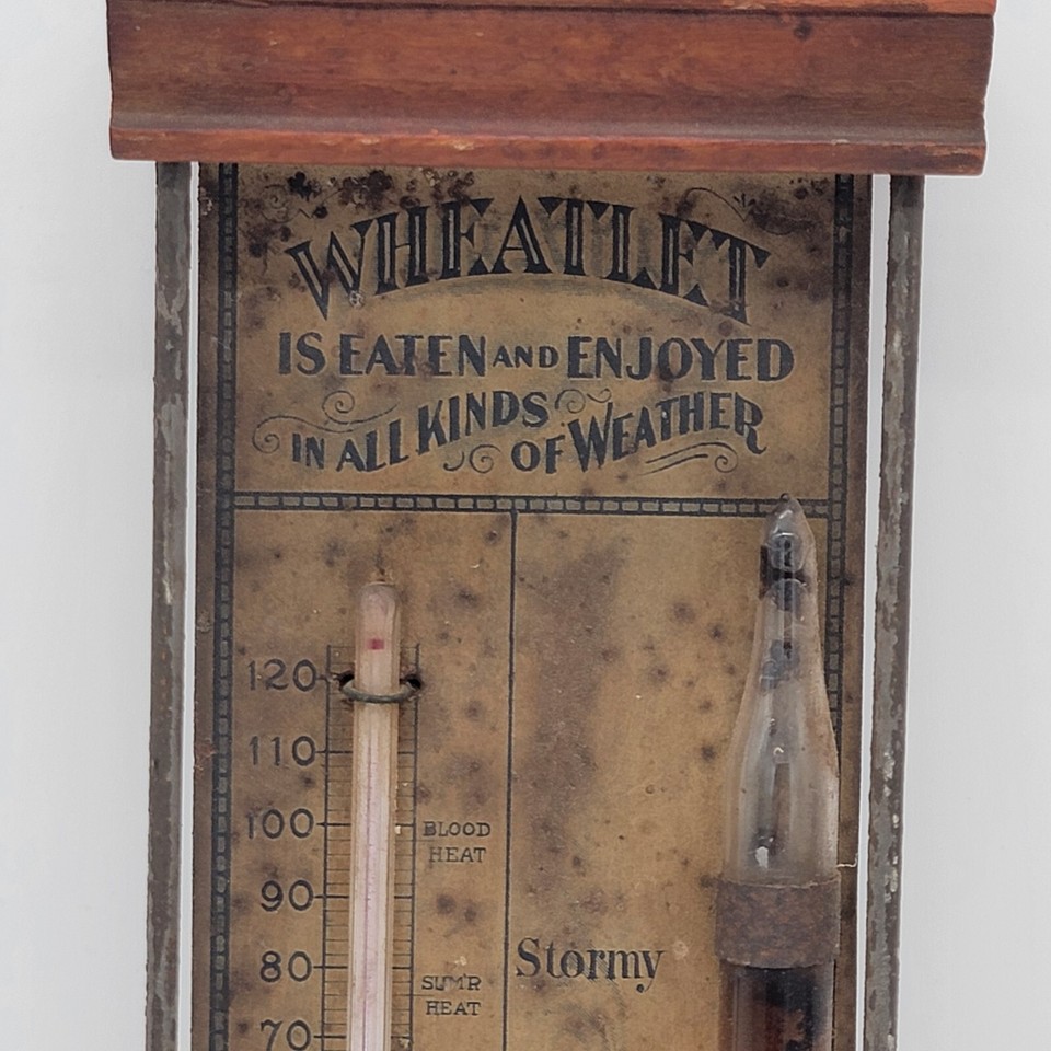 Rare 19th Century Wheatlet Weather Barometer Advertising Thermometer | eBay