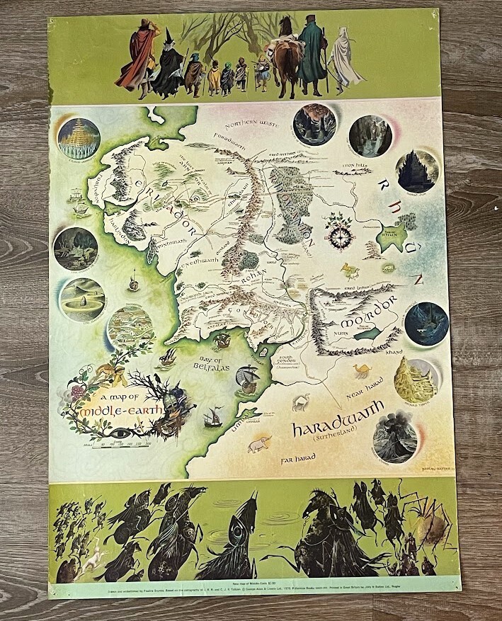 Original Lord of the Rings LOTR Tolkien Map of Middle Earth Movie ...