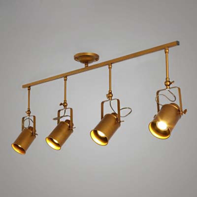 Metal Track Lighting Rail Adjustable Spotlight 4-Light Floodlight ...