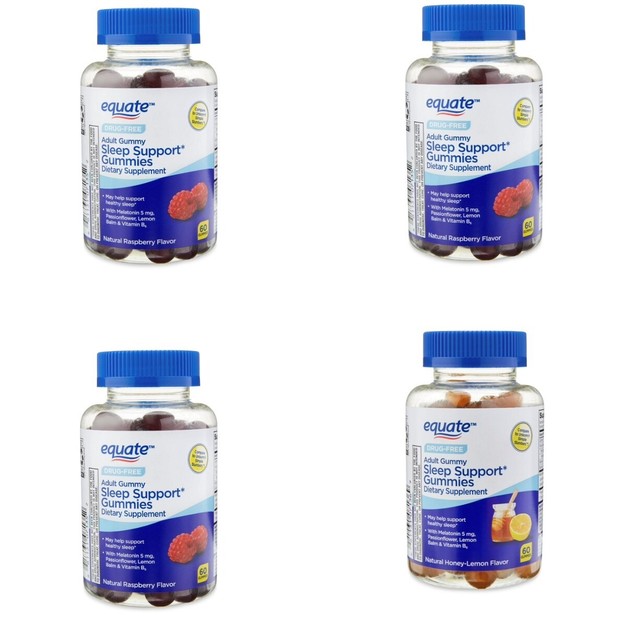 4 Pack- EQUATE Drug- Melatonin Gummies Raspberry & Lemon Expires 02/ ...