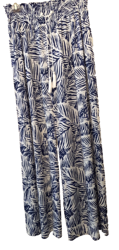 Women's WEST LOOP Palazzo PANTS, Size M, Flowing LEGS, Blue & White | eBay