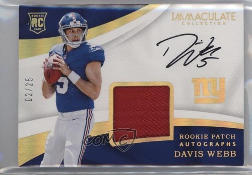 2017 Panini Immaculate Gold /25 Davis Webb #106 RPA Rookie Patch Auto ...