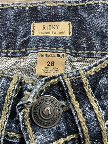 True Religion Ricky Embroidered Relaxed Straight Jean Men Sz 28 | eBay