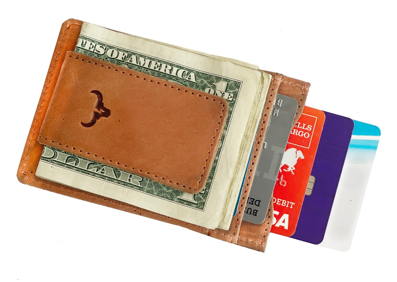 Genuine Leather Money Clip front pocket wallet with magnet clip and ...