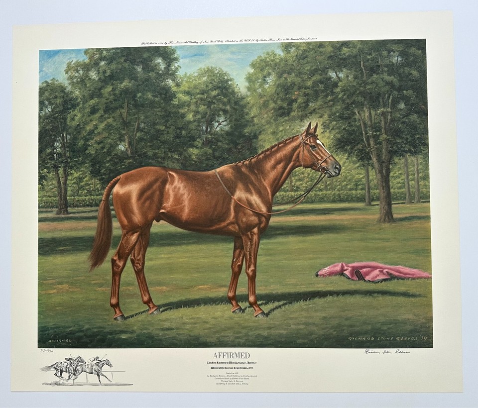 RICHARD STONE REEVES Lithograph "Affirmed" Race Horse Triple Crown ...