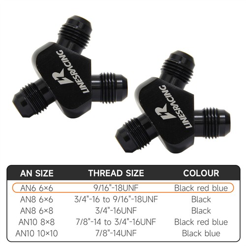 AN6 AN6 3-Way Y Block Car Aluminum Fitting Adapter Universal 9/16 ...