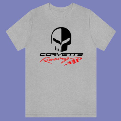 Corvette Racing Jake Scull Skull Logo Men's Grey T-shirt Size S-3XL | eBay