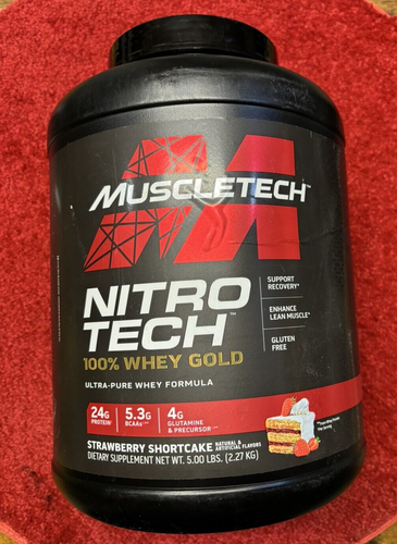 Muscletech Nitro Tech 100% Whey GOLD 5lb 2.27kg Strawberry Shortcake ...