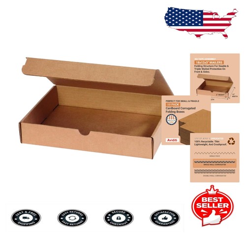 Lightweight 18"x12"x3" Shipping Boxes - 25 Pack for Storage, Moving ...