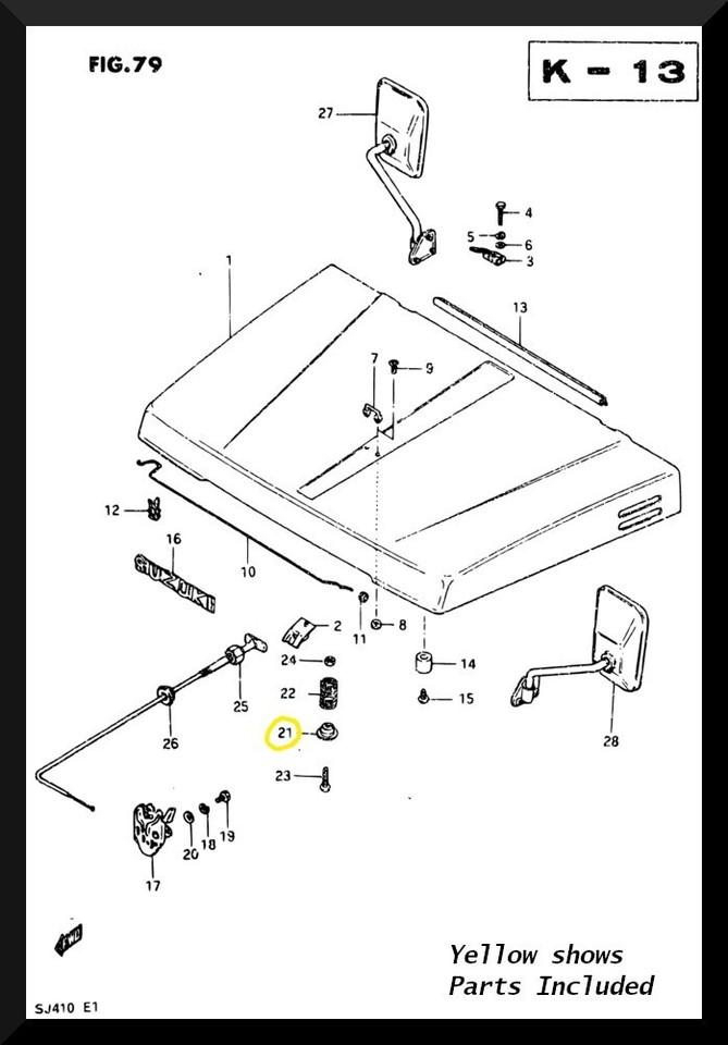 ORIGINAL SUZUKI HOOD SPRING SUPPORT FOR SAMURAI 1986-1995, 82171-80100 ...