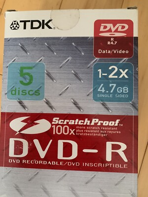 TDK DVD-r. 1x2 4.7 GB scratchproof discs 5 pack unused discs | eBay UK