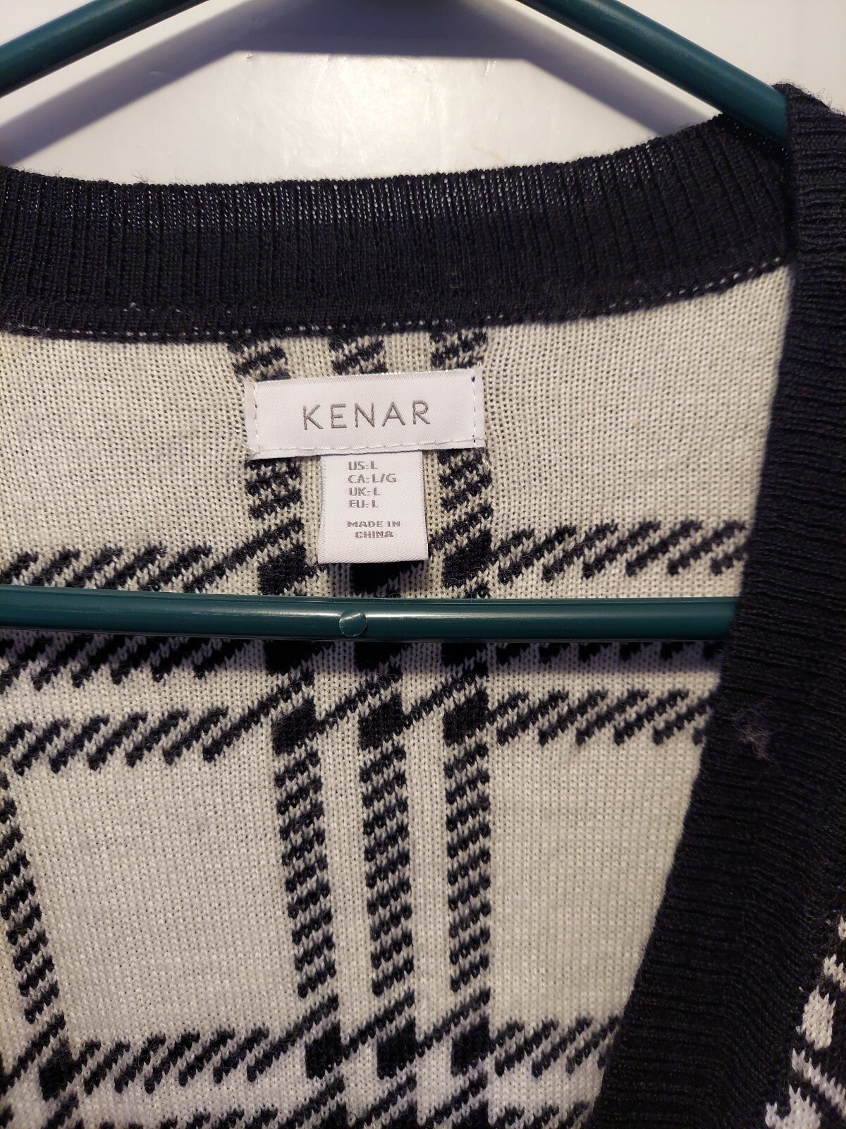 Womens Kenar Black And White Poncho Sweater Size Lg - Gem