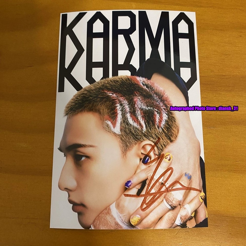 Stray Kids AUTOGRAPHED PHOTO - SKZ 4th Album [ KARMA ] HAND SIGNED ...