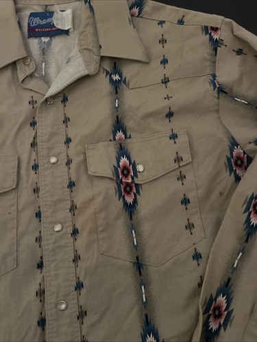 Vintage Wrangler Aztec Pearl Snap Shirt Mens L Southwestern Cowboy 90s ...