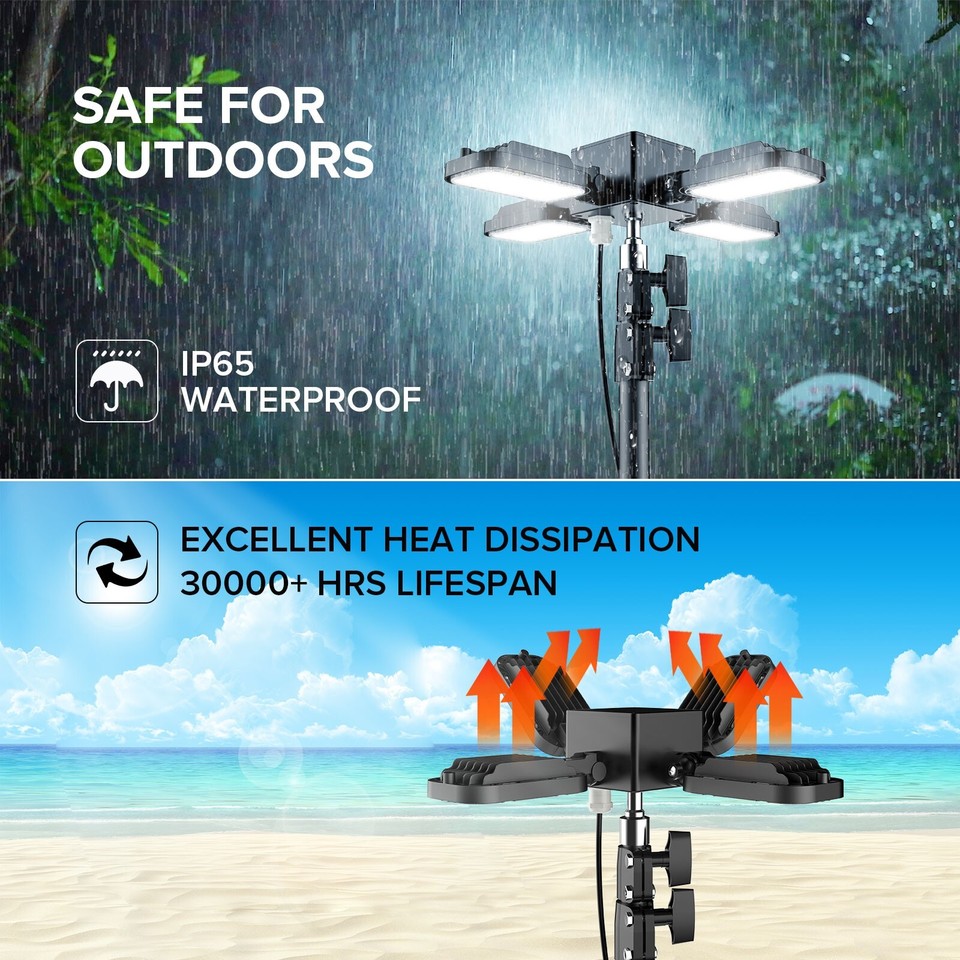 15000 Lumen LED Work Light with Stand Dimmable 5000K Portable Worklight ...