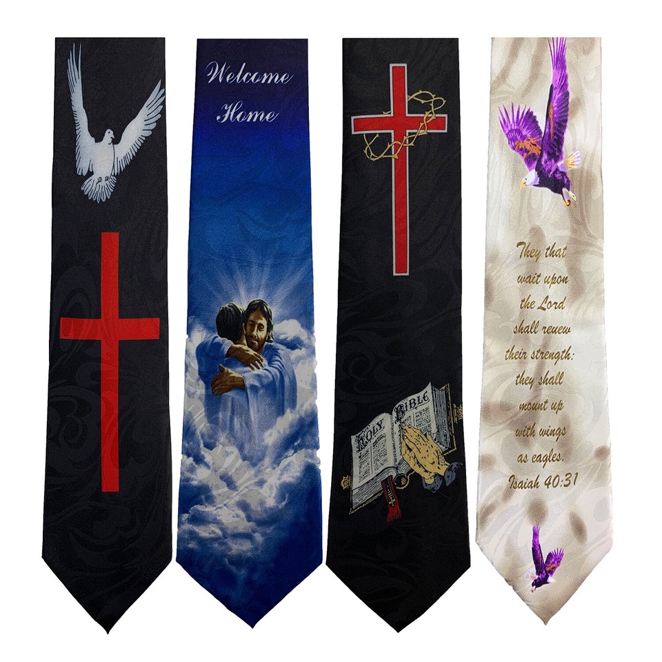 Steven Harris Pack Of 4 Christian Neckties Jesus Religious Neck Ties | eBay