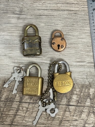 Vintage Small Miniature Padlock Lock Lot Grammes Grammes Reese Bison 2 ...