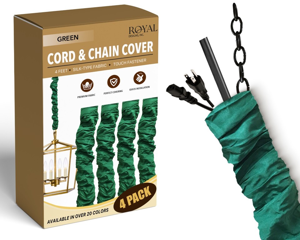 Royal Designs, Inc. Decorative Fabric Cord Cover Chandelier Chain Cover ...