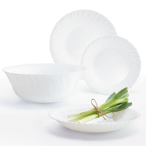 Luminarc Feston White 18pc Opal Glass Dinner Set Dinnerware Tableware ...