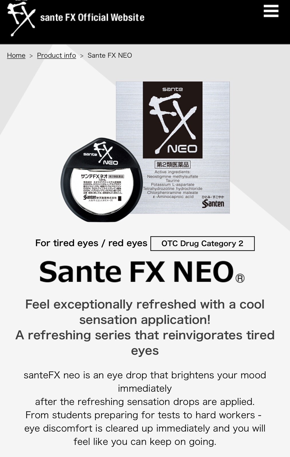 Santen FX Neo Cooling Eye Drops - 12ml for sale online | eBay