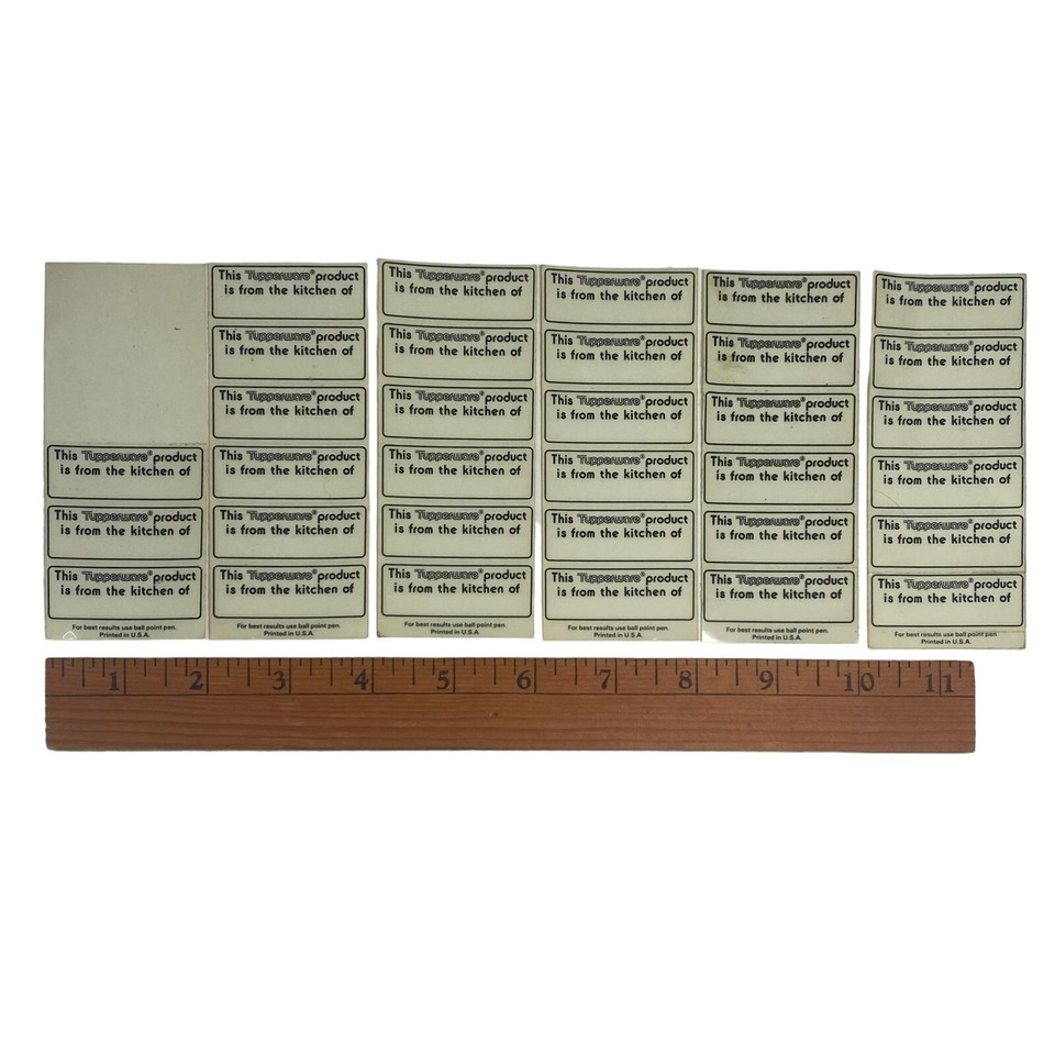 TUPPERWARE Labels Stickers PRODUCT FROM KITCHEN OF Vintage Kitchen Food ...