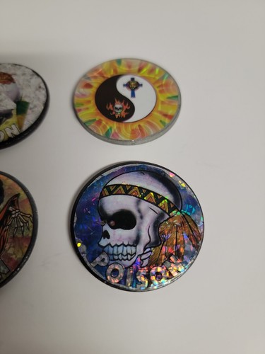 Vintage Lot of 4 Poison Skull Heavy Steel Slammer Pogs from the early ...