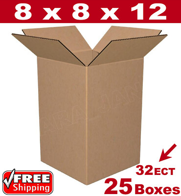 25 - 8x8x12 Cardboard Boxes Mailing Packing Shipping Box 32ECT ...