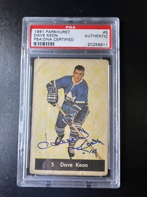 1961-62 Parkhurst Dave Keon #5 Signed Rookie PSA/DNA Auto RC HOF ...