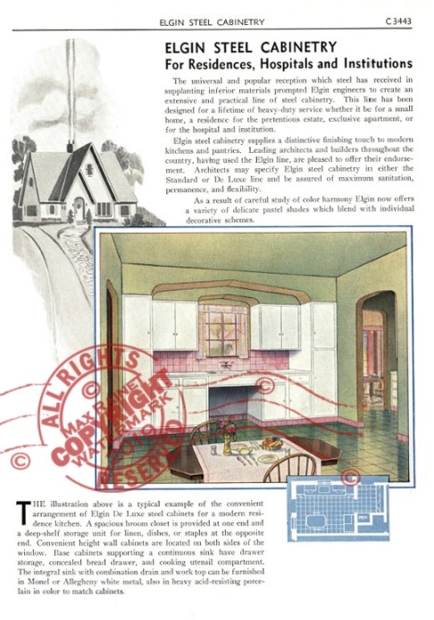 Elgin Stove MFR 1930 Samples CATALOG Steel Cabinet Design Metal Kitchen ...