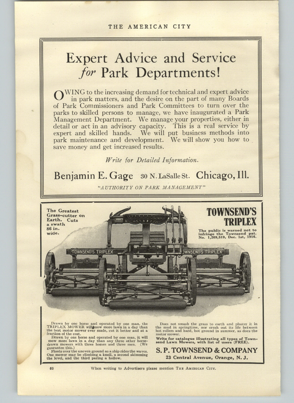 1918 PAPER AD Townsend Triplex Lawn Mower Grass Cutter | eBay