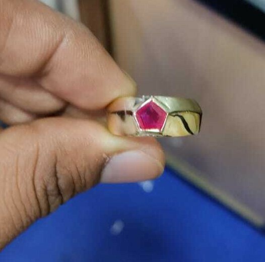 2ctw Lab Created Red Ruby stylish solitaire men ring father hubby 14k ...
