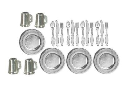 Miniature Pewter DINING Place Settings for 4 for FAIRY GARDEN or ...