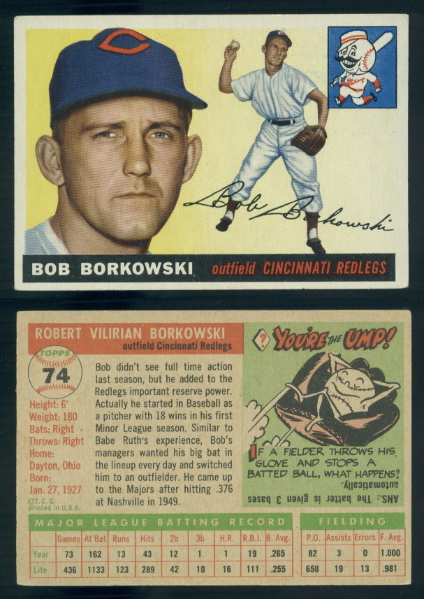 (57021) 1955 Topps 74 Bob Borkowski Reds-EM | eBay