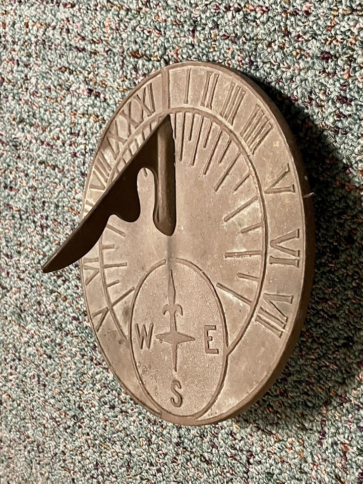 Replogle 7 1/2" Brass Sun Dial Sundial Roman Numerals Compass Garden ...